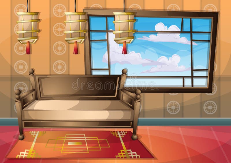 Cartoon Vector Illustration Interior Chinese Room with Separated Layers ...