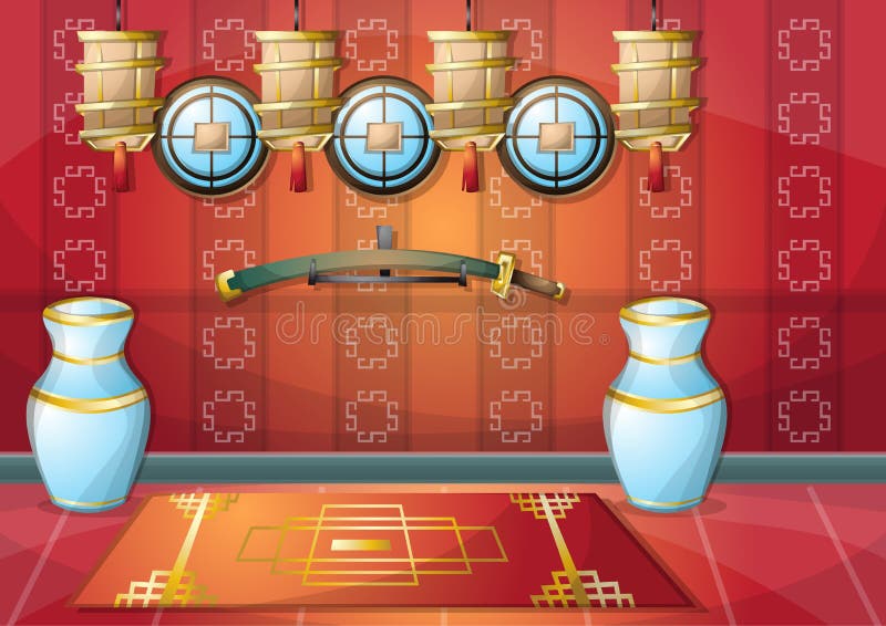 Cartoon Vector Illustration Interior Chinese Room with Separated Layers ...