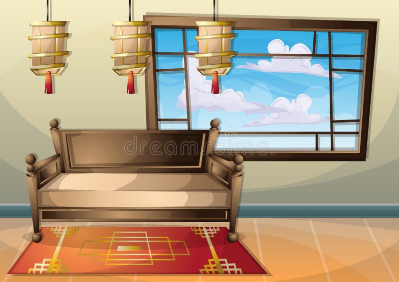 Cartoon Vector Illustration Interior Chinese Room with Separated Layers ...