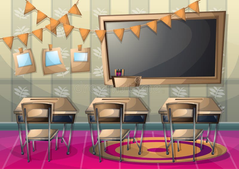 Cartoon Vector Illustration Interior Classroom With Separated Layers ...
