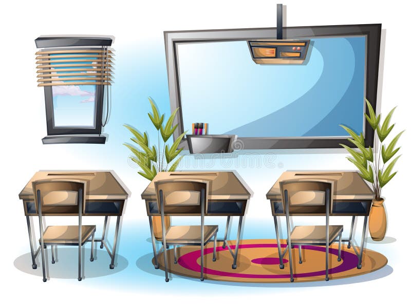 Cartoon Vector Illustration Interior Classroom with Separated Layers ...