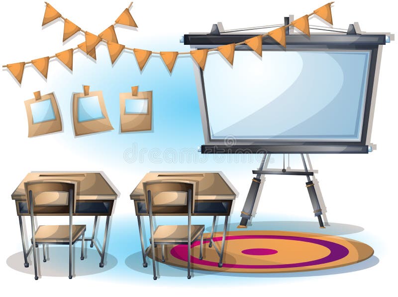 Cartoon Vector Illustration Interior Classroom with Separated Layers ...