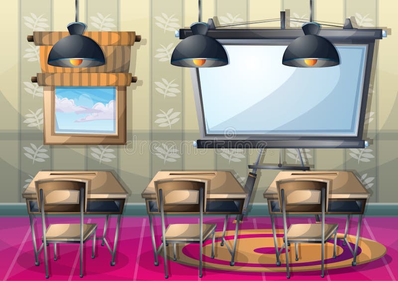 Cartoon Vector Illustration Interior Classroom with Separated Layers ...
