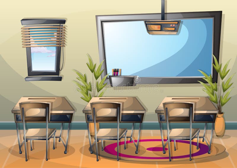 Cartoon Vector Illustration Interior Classroom with Separated Layers ...