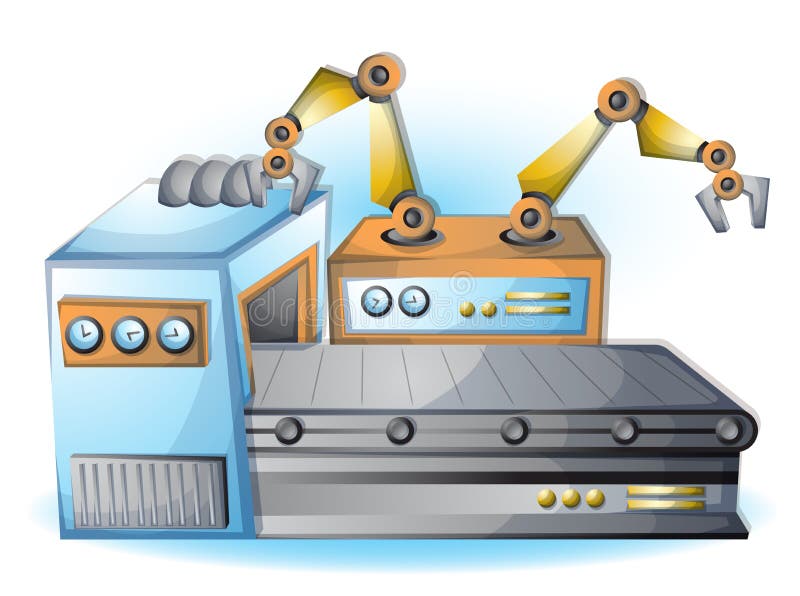 Automatic Stock Line Robots Technology Industrial Machine. Vector ...