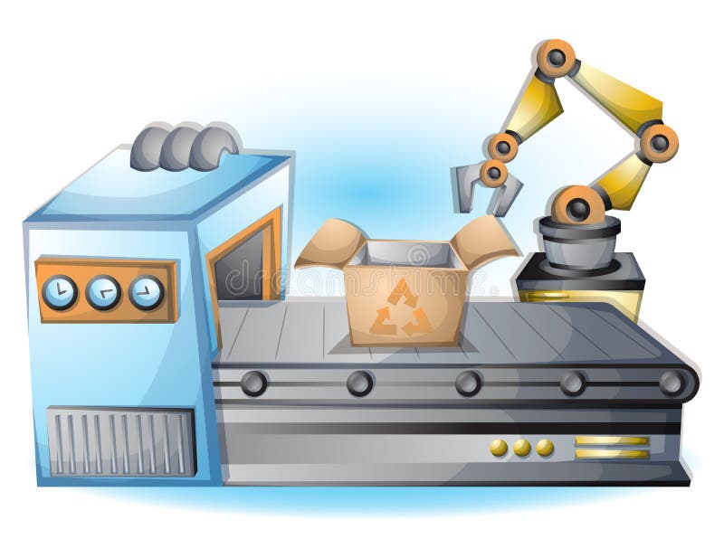 Cartoon Vector Illustration Interior Factory Room with Separated Layers ...