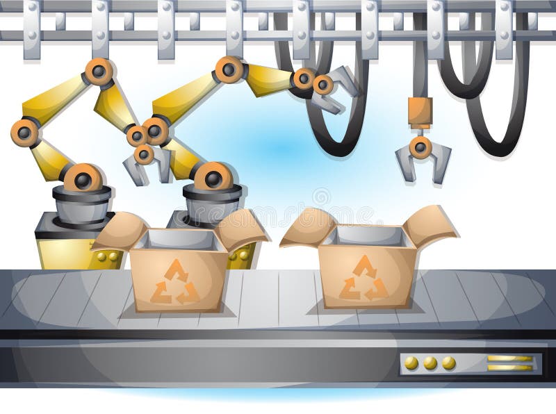 Cartoon Vector Illustration Interior Factory Room with Separated Layers ...