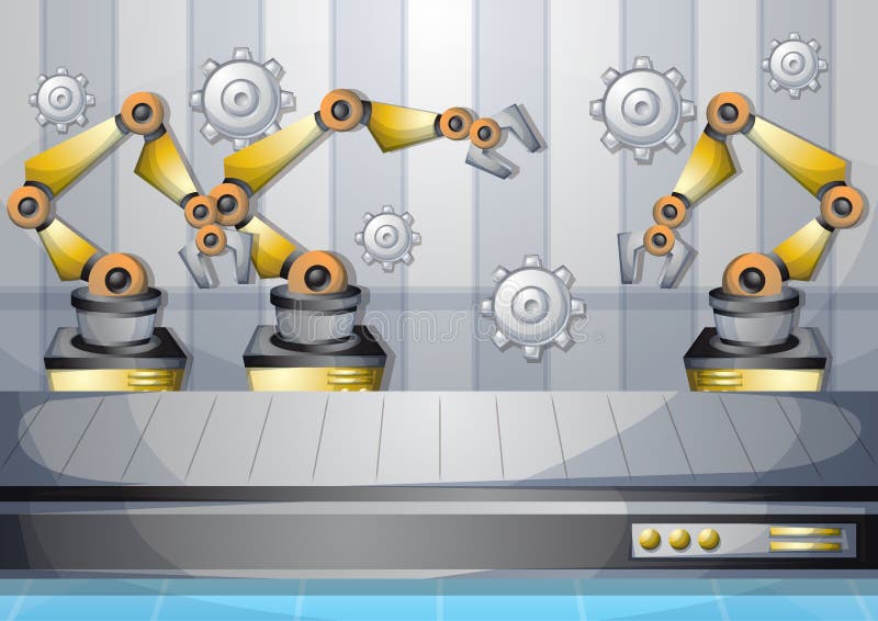 Cartoon Vector Illustration Interior Factory Room with Separated Layers ...