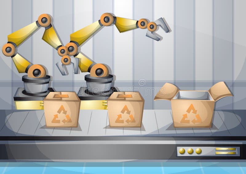 Cartoon Vector Illustration Interior Factory Room with Separated Layers ...