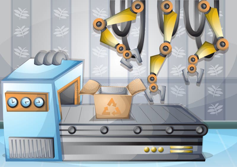 Cartoon Vector Illustration Interior Factory Room with Separated Layers ...