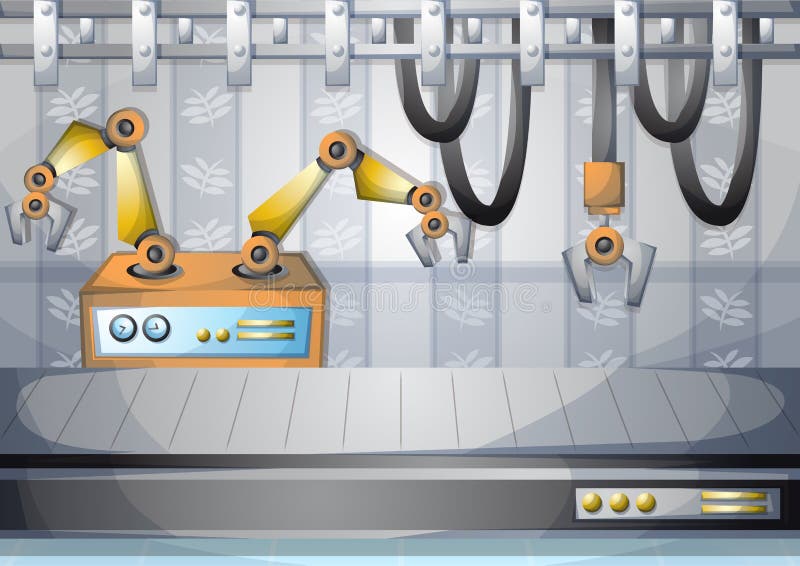 Cartoon Vector Illustration Interior Factory Room with Separated Layers ...
