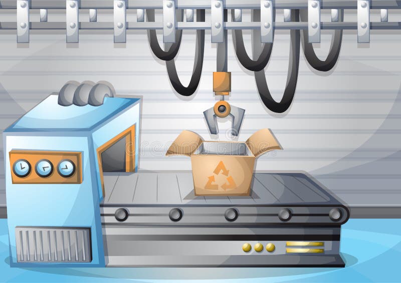 Cartoon Vector Illustration Interior Factory Room with Separated Layers ...