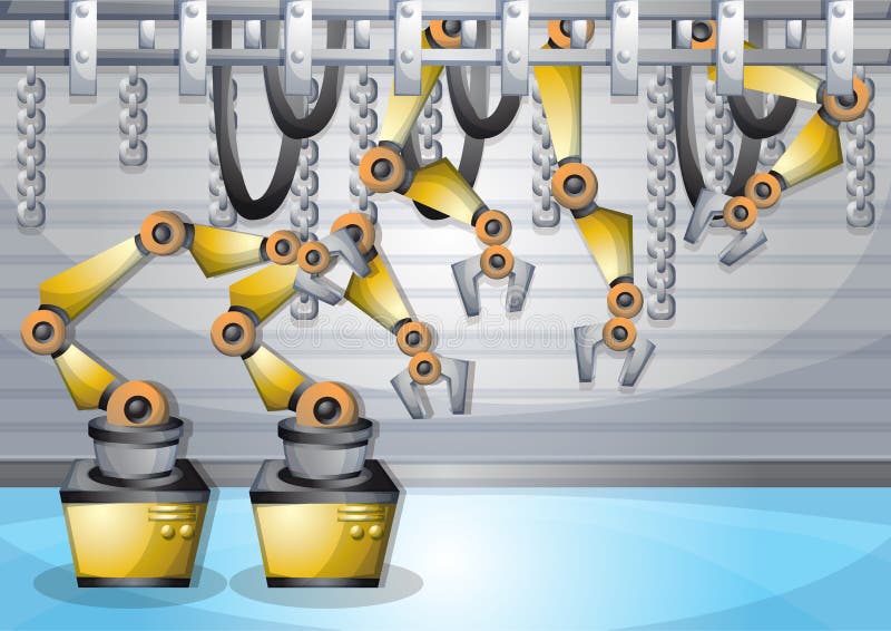 Cartoon Vector Illustration Interior Factory Room with Separated Layers ...