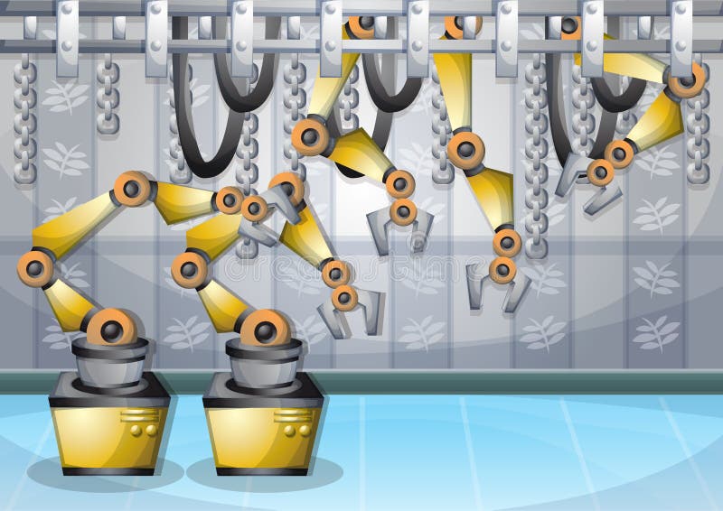 Cartoon Vector Illustration Interior Factory Room with Separated Layers ...