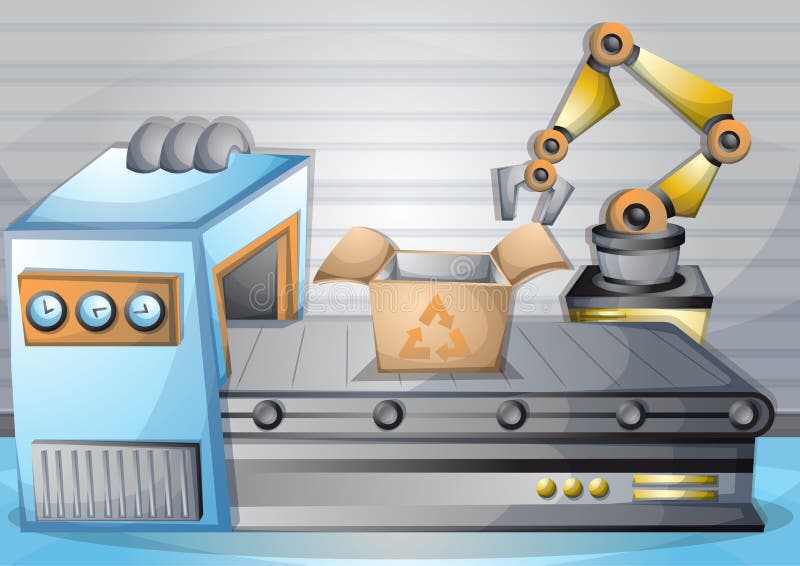 Cartoon Vector Illustration Interior Factory Room with Separated Layers ...