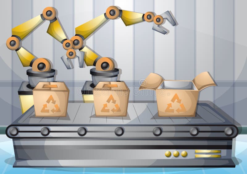 Cartoon Vector Illustration Interior Factory Room with Separated Layers ...