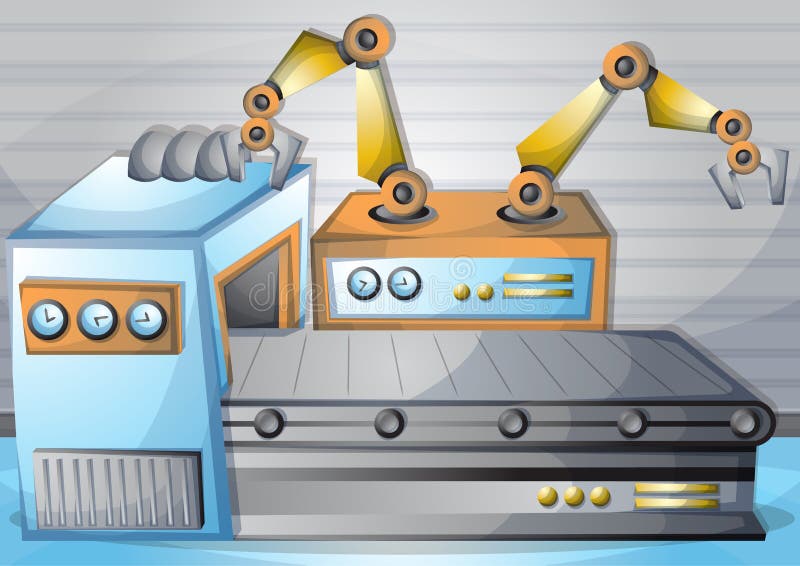 Cartoon Vector Illustration Interior Factory Room with Separated Layers ...