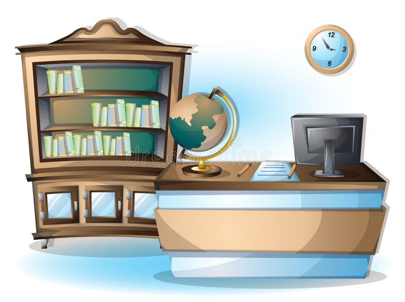 Cartoon Vector Illustration Interior Library Room with Separated Layers ...