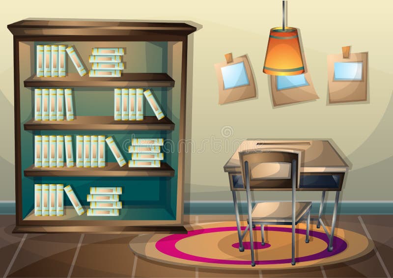 Cartoon Vector Illustration Interior Library Room with Separated Layers ...