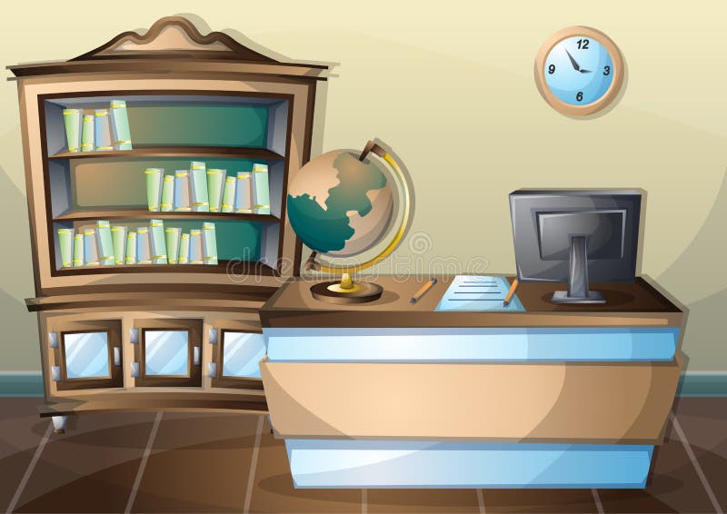 Cartoon Vector Illustration Interior Library Room with Separated Layers ...