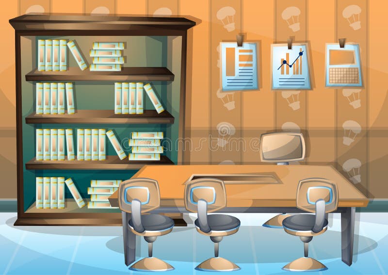 Cartoon Vector Illustration Interior Library Room with Separated Layers ...