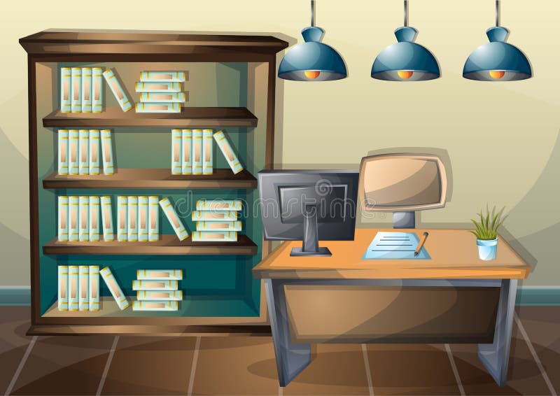 Cartoon Vector Illustration Interior Library Room with Separated Layers ...