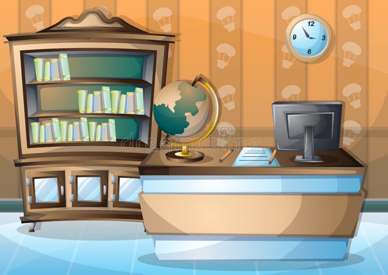 Cartoon Vector Illustration Interior Library Room with Separated Layers ...