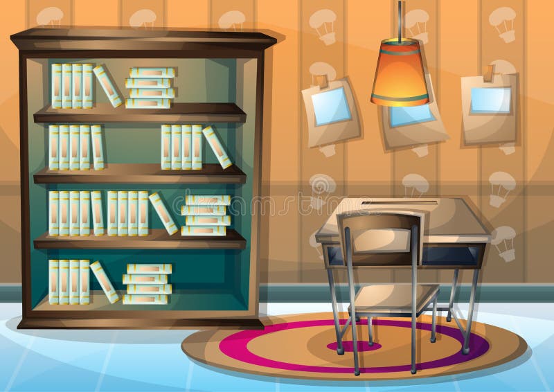 Cartoon Vector Illustration Interior Library Room with Separated Layers ...