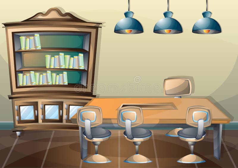 Cartoon Vector Illustration Interior Library Room with Separated Layers ...
