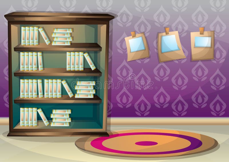 Cartoon Vector Illustration Interior Library Room with Separated Layers ...