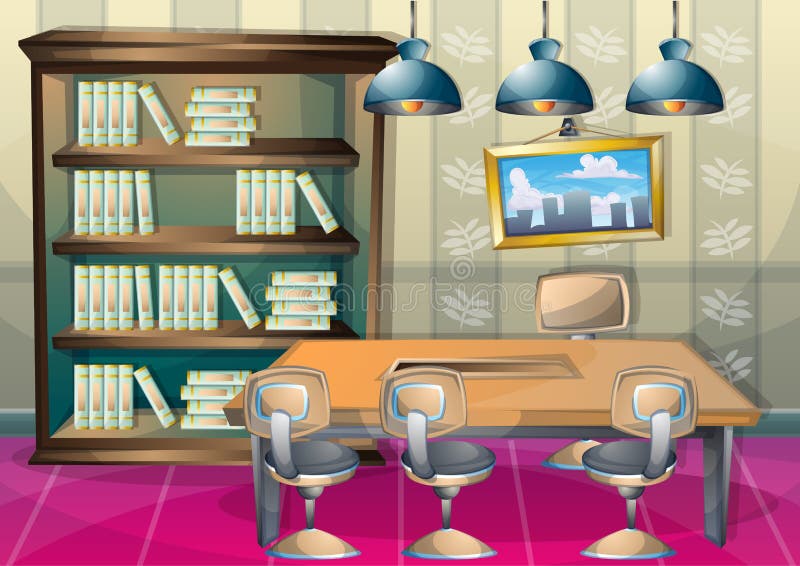 Cartoon Vector Illustration Interior Library Room with Separated Layers ...