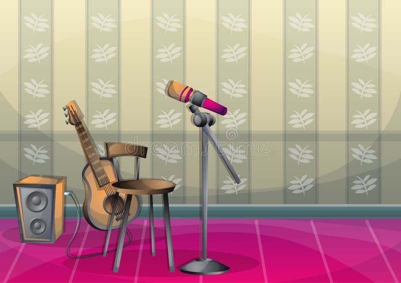 Cartoon Vector Illustration Interior Music Room with Separated Layers ...