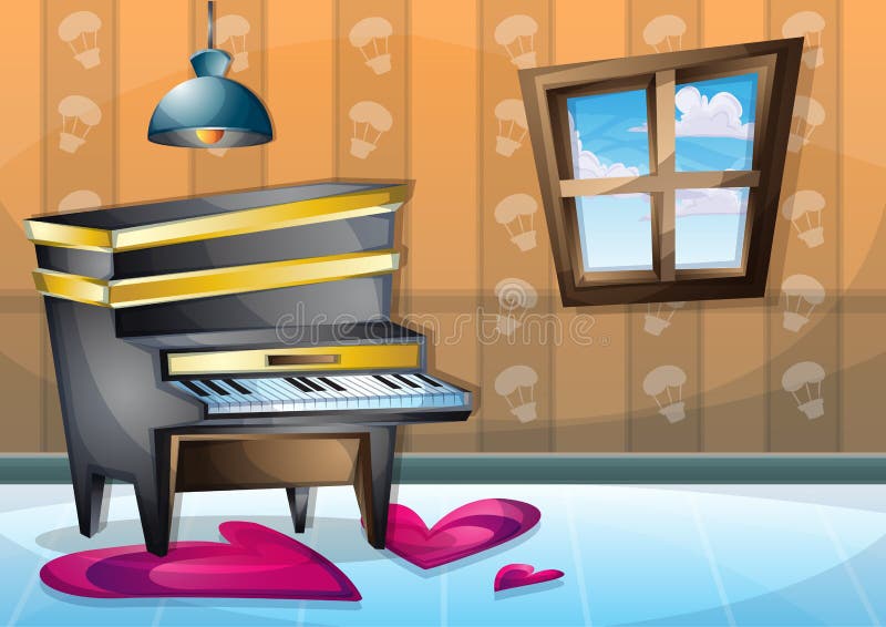 Cartoon Vector Illustration Interior Music Room with Separated Layers ...