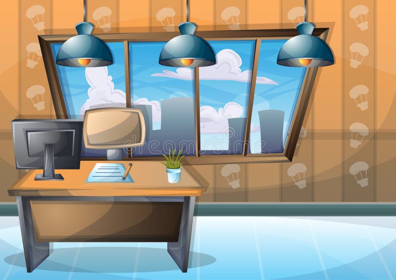 Cartoon Vector Illustration Interior Office Room with Separated Layers ...