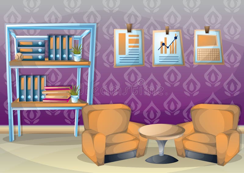 Cartoon Vector Illustration Interior Office Room with Separated Layers ...