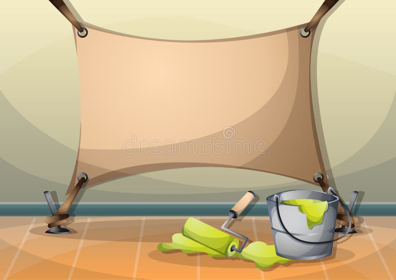 Cartoon Vector Illustration Interior Painting Wall with Separated ...