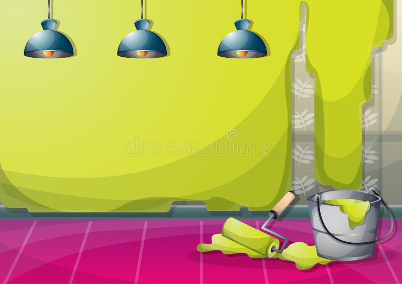 Cartoon Vector Illustration Interior Painting Wall with Separated ...
