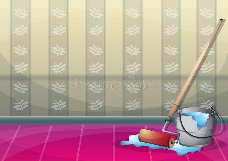 Cartoon Vector Illustration Interior Painting Wall with Separated ...