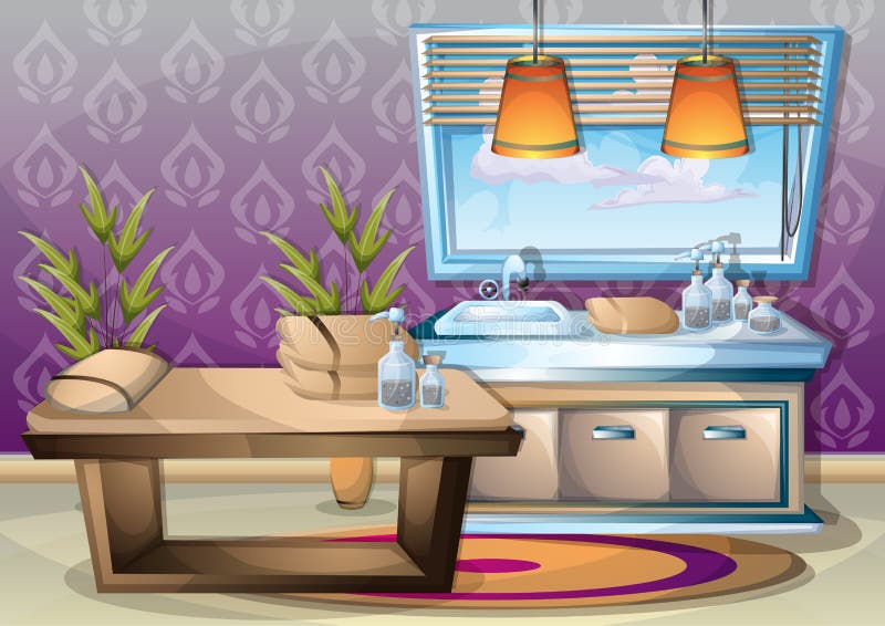 Cartoon Vector Illustration Interior Spa Room with Separated Layers ...