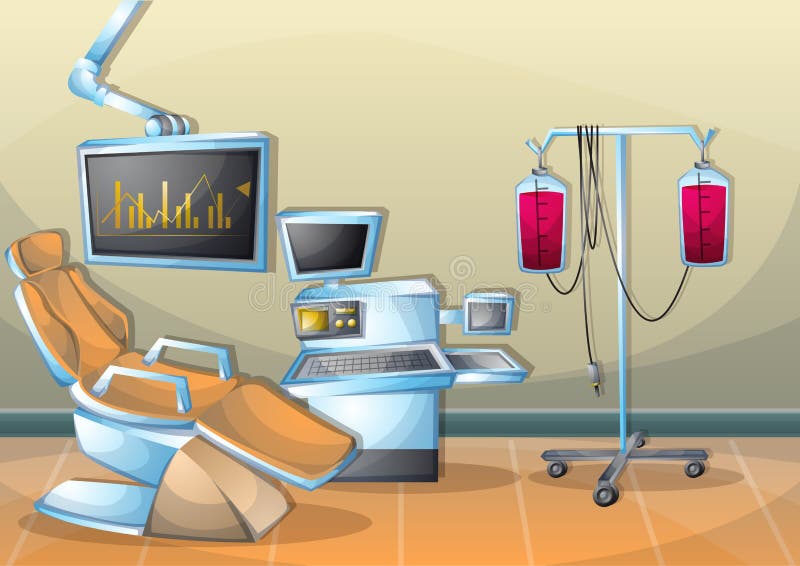 Cartoon Vector Illustration Interior Surgery Operation Room with ...