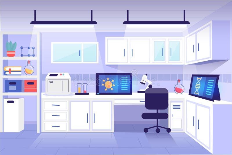 Cartoon Vector Illustration Laboratory Interior Room with Separated ...