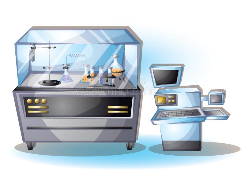 Cartoon Vector Illustration Laboratory Interior Room with Separated ...