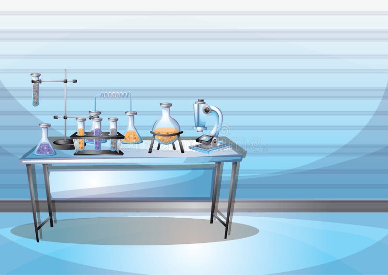 Cartoon Vector Illustration Laboratory Interior Room with Separated ...