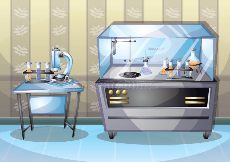 Cartoon Vector Illustration Laboratory Interior Room with Separated ...