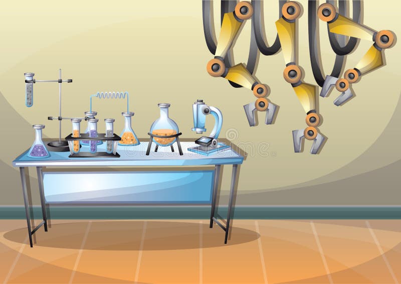 Cartoon Vector Illustration Laboratory Interior Room with Separated ...