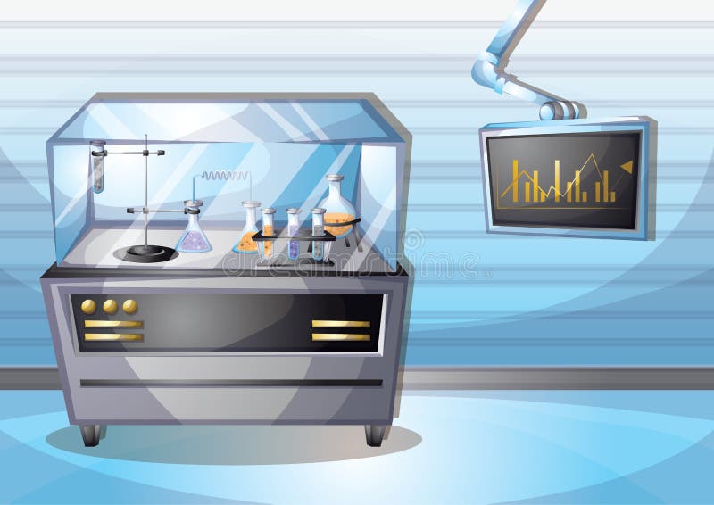 Cartoon Vector Illustration Laboratory Interior Room with Separated ...