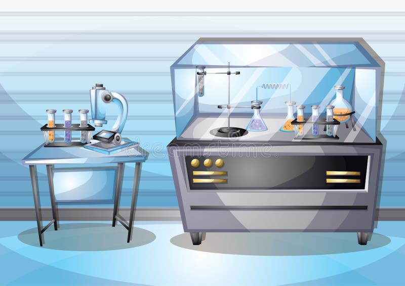 Cartoon Vector Illustration Laboratory Interior Room with Separated ...