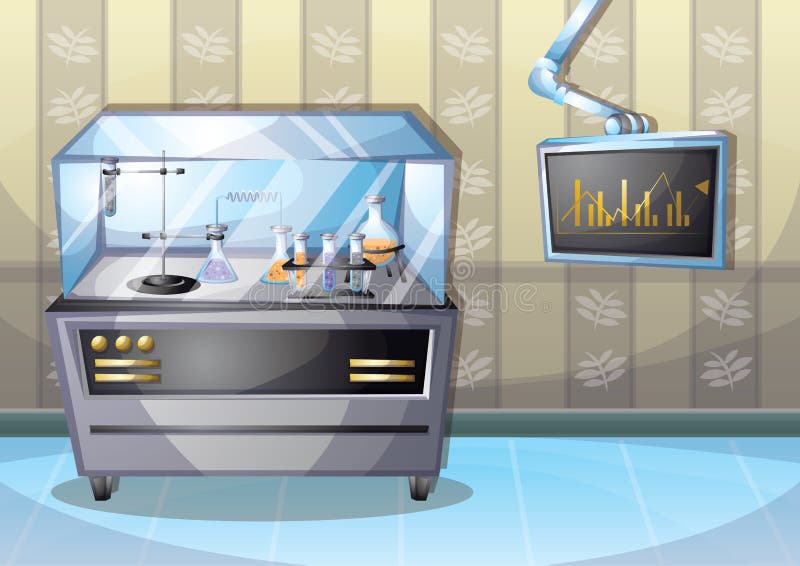 Cartoon Vector Illustration Laboratory Interior Room with Separated ...