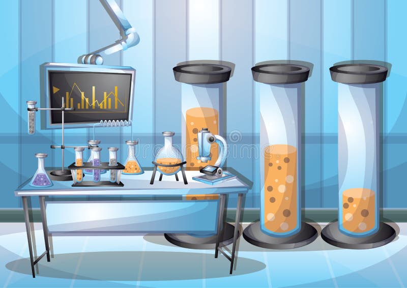 Cartoon Vector Illustration Laboratory Interior Room with Separated ...