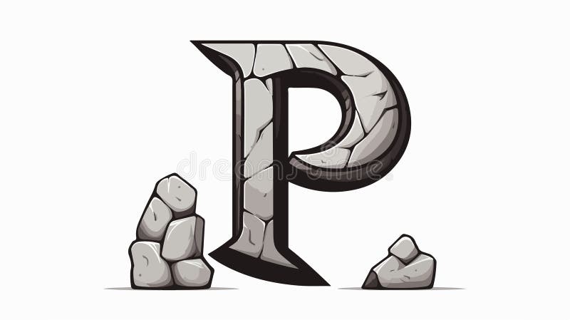 Stone Textured P Letter Vector Logo Cartoon Vector Illustration Stock ...